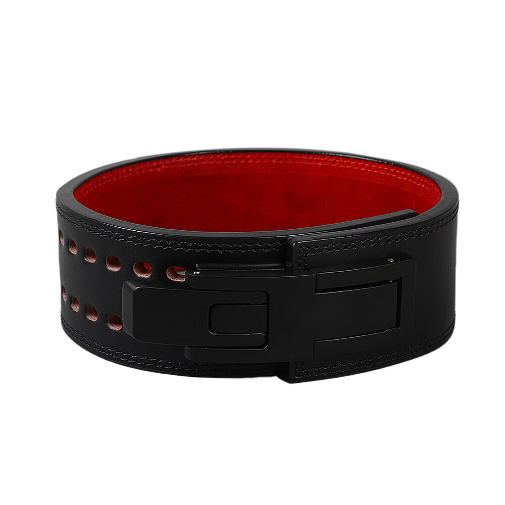 Пояс для фитнеса, воловья кожа, черная пряжка