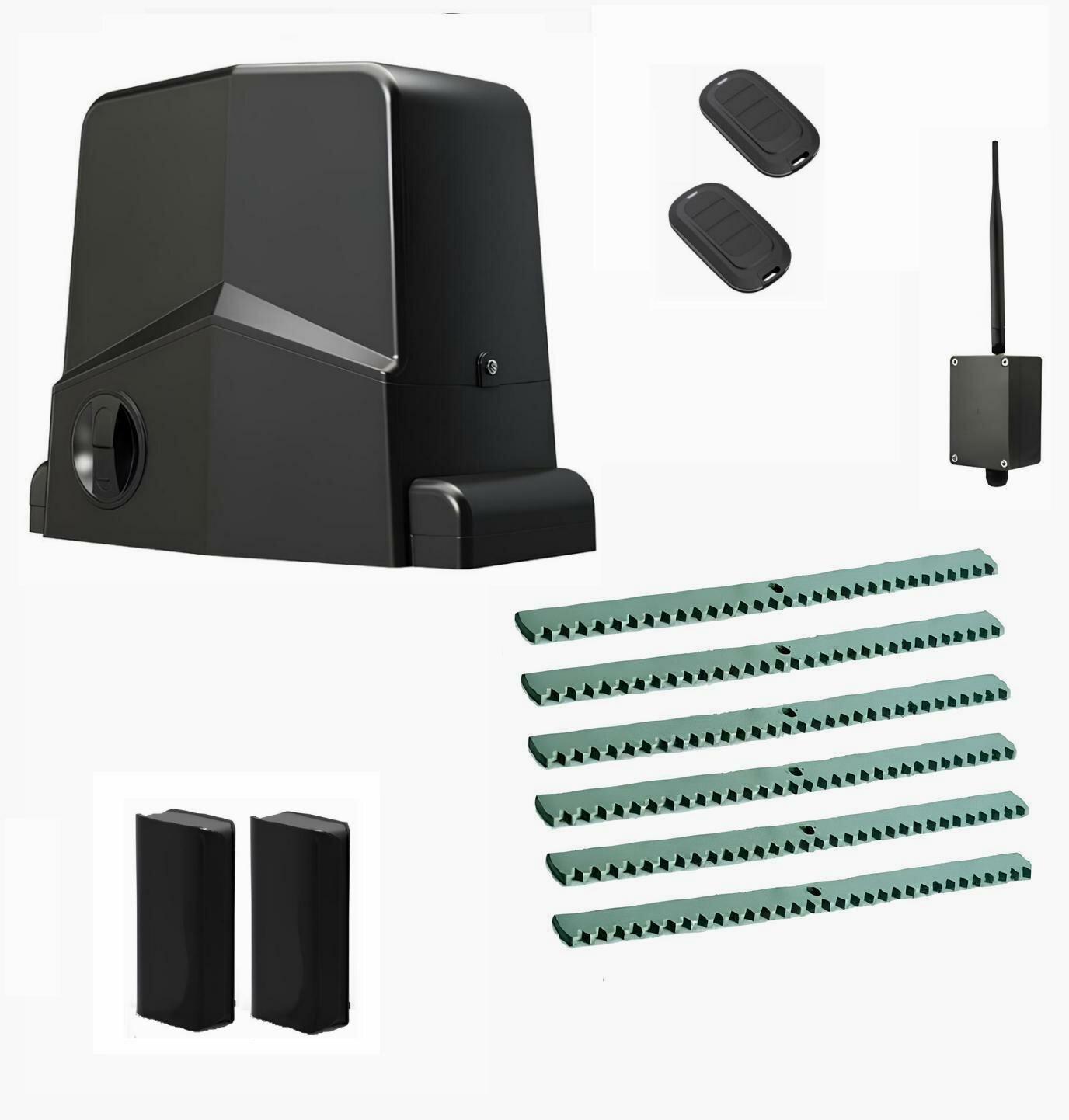 Автоматика для откатных ворот AN-MOTORS ARW-1000MKIT-FA6-BT, комплект: привод, фотоэлементы, 2 пульта, 6 реек, Bluetooth-модуль