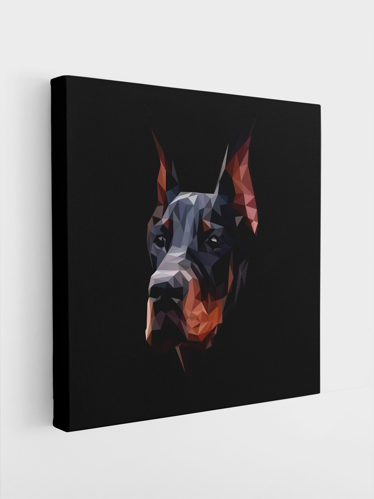 Картина для интерьера Art IrbisPrint Портрет добермана на черном фоне 60х60 см натуральный холст на подрамнике 20 мм из натуральной сосны