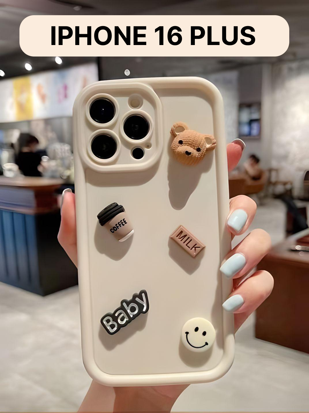 Защитный чехол на айфон 16 плюс / iphone 16 Plus силиконовый противоударный с защитой камеры, бежевый