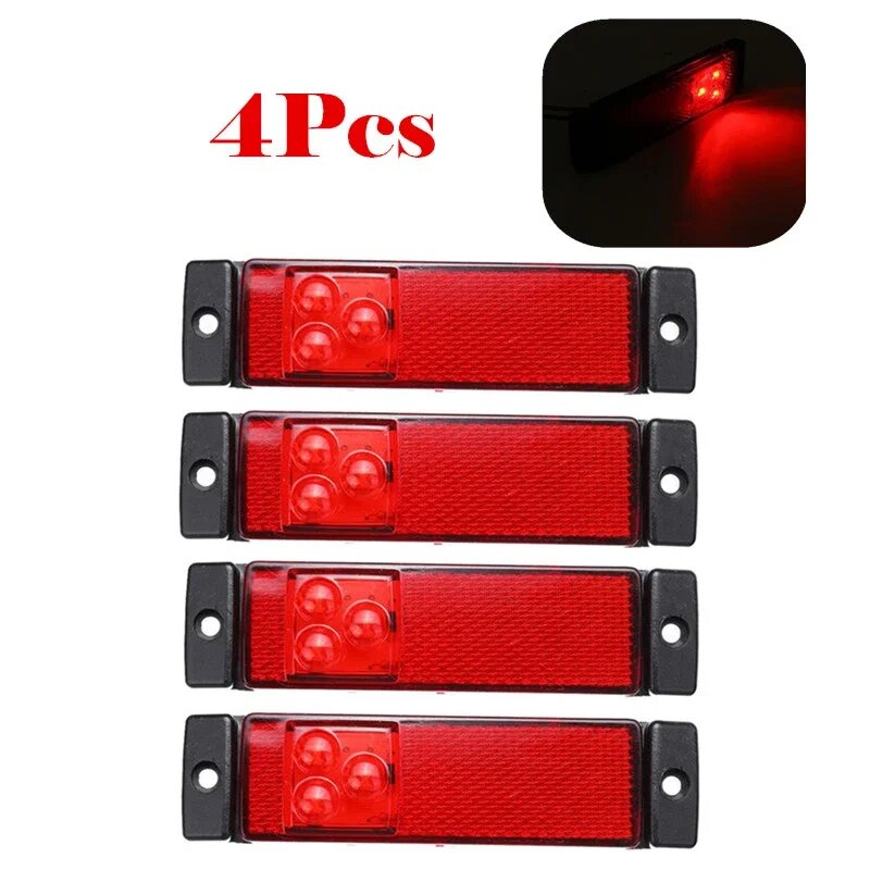 4x12 в 24 в 3 светодиода Автомобильные Боковые габаритные огни габаритный сигнал поворота 4Pcs Red