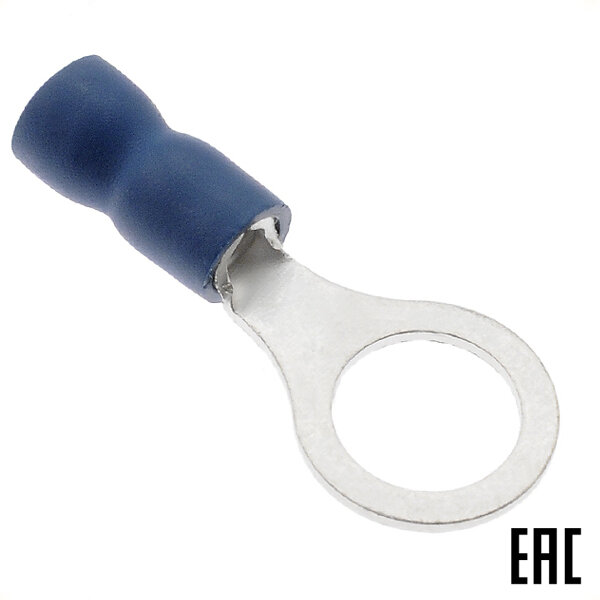 Наконечник 49612 НКИ 2,5-8 медный 2,5мм2 кольцевой изолированный синий, ПВХ (КВТ) (100 шт. в комплекте)