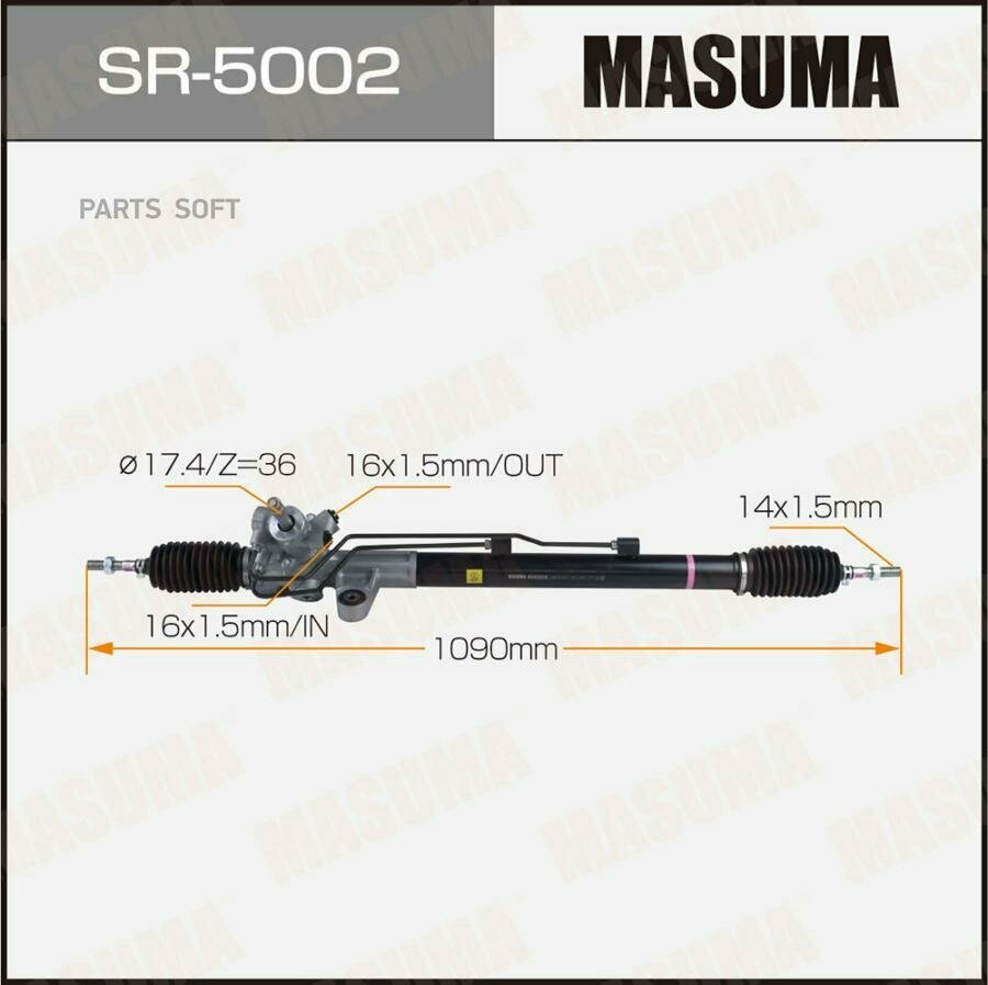 SR5002 MASUMA Рейка рулевая MASUMA, HONDA ACCORD / 2400cc. KY. 2.4 VTi-E. K24A8 LHD (левый руль, ГУР)
