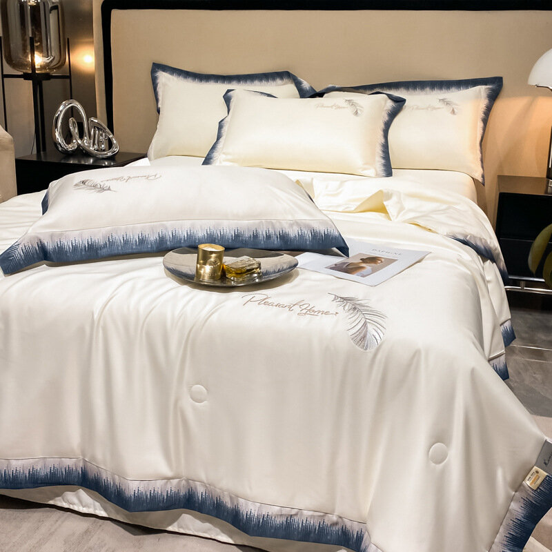 Летнее одеяло, 150x200 см, шелковое, с вышивкой, с кондиционером