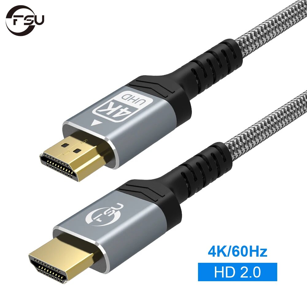 HDMI-совместимый кабель FSU 4K, плетеные нейлоновые и золотые разъемы, номинальный 4K, Ultra HD, ARC и CL3 для ноутбуков, мониторов, PS5/4, Xbox, Fire TV
