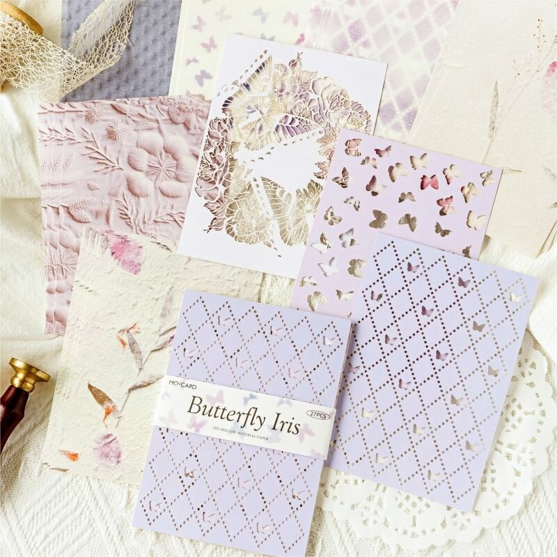 Бумага для скрапбукинга Mr.paper, 27 листов, ажурный флористический дизайн для открыток, альбомов, декора и креативных DIY проектов