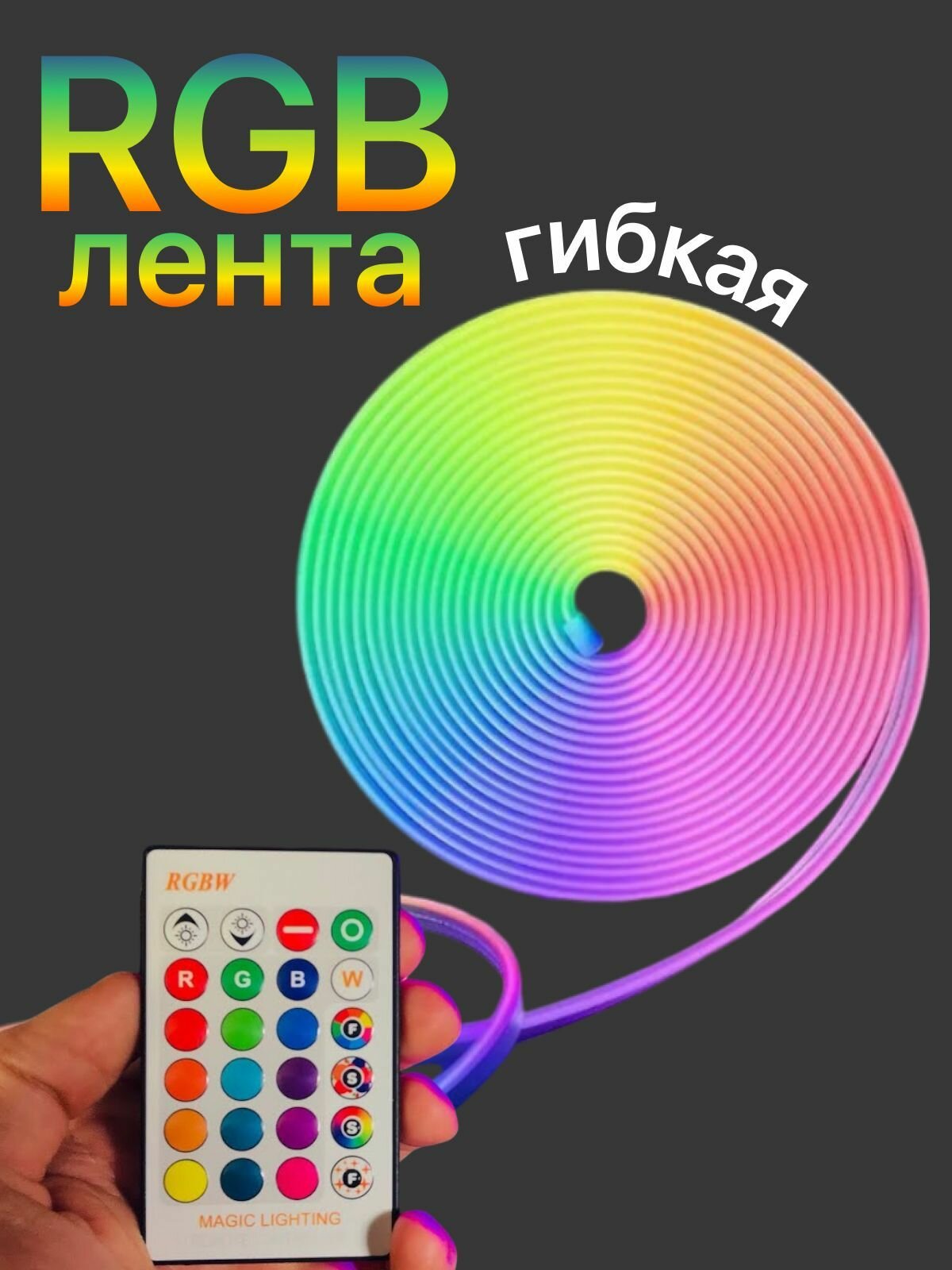 Светодиодная лента RGB с пультом ДУ 5 метров