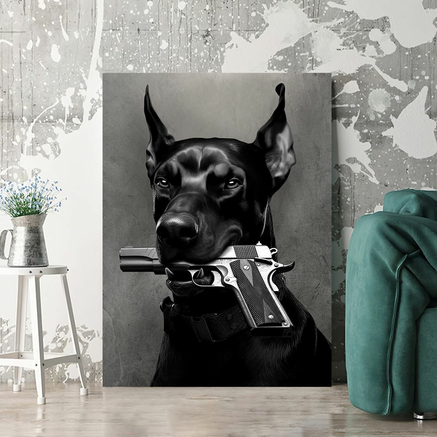 Картина на стену Доберман, 50х70 см.