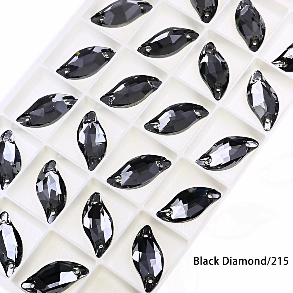 Стразы черные Black Diamond 215, 12x6 мм (40 шт.)