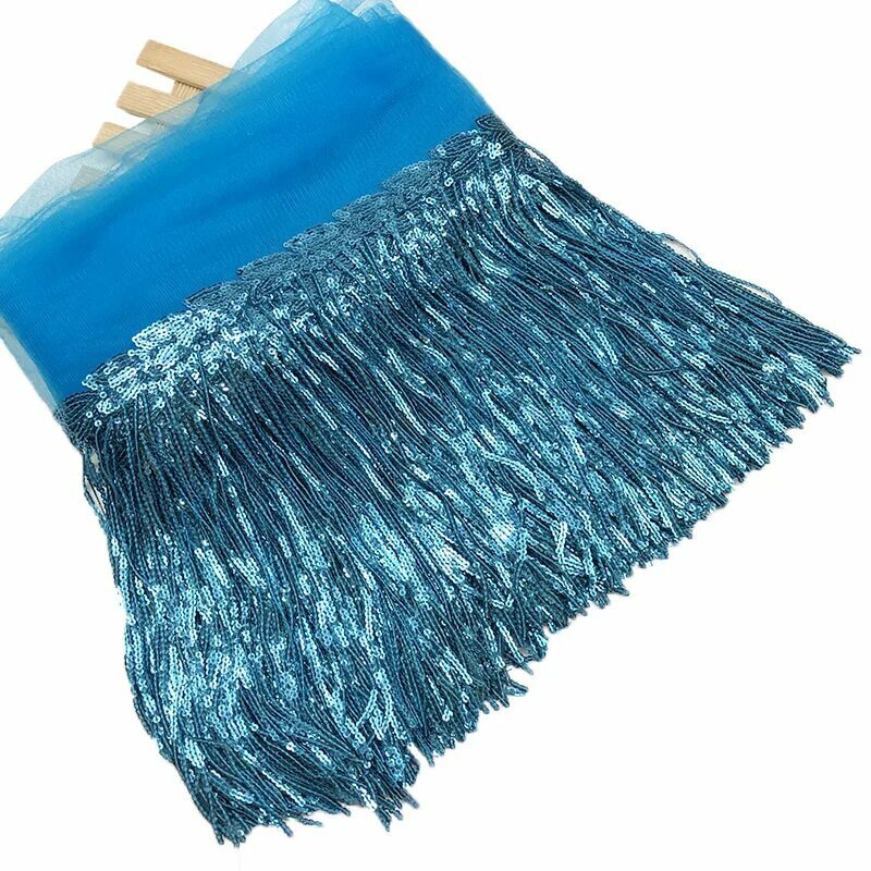 Кружевная лента с кисточками Hhonice 20см Синий, Blue 91cm