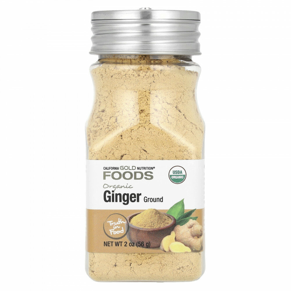 California Gold Nutrition, Foods, органический имбирь, молотый, 56 г (2 унции)
