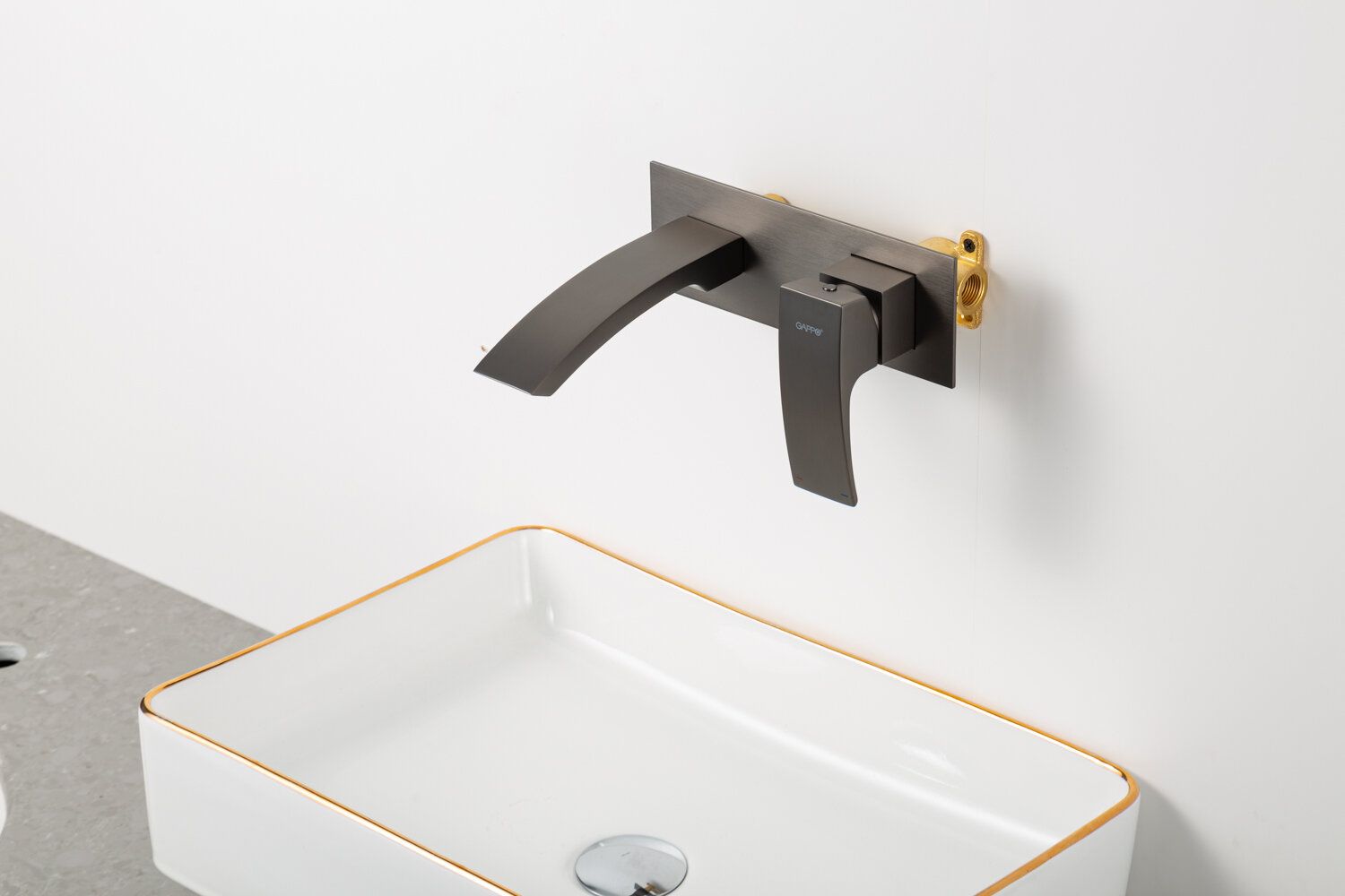 Смеситель для раковины (умывальника)GAPPO G1007-29 оруж. сталь, настенный встраиваемый, латунь