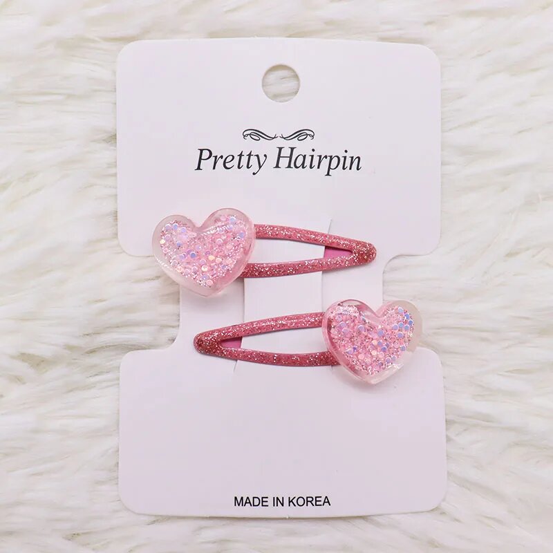 Детские заколки Pretty Hairpin розовые сердечки 2 шт.