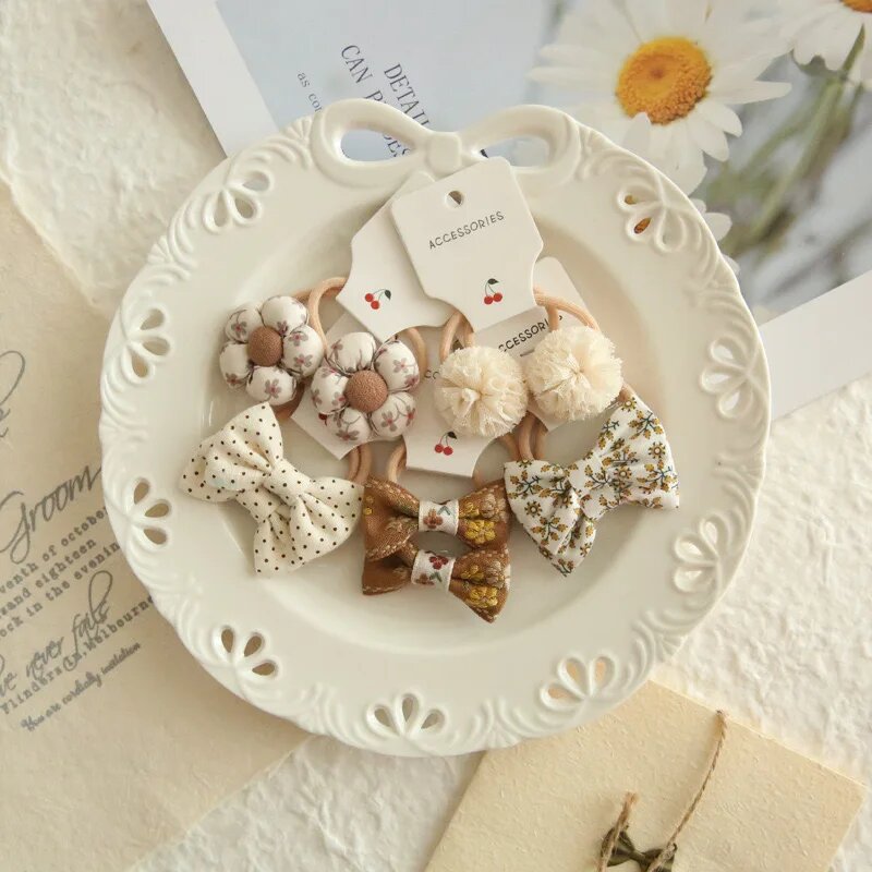 Эластичные резинки для волос из хлопка, для девочек, 10 шт. Бежевый, A174-02