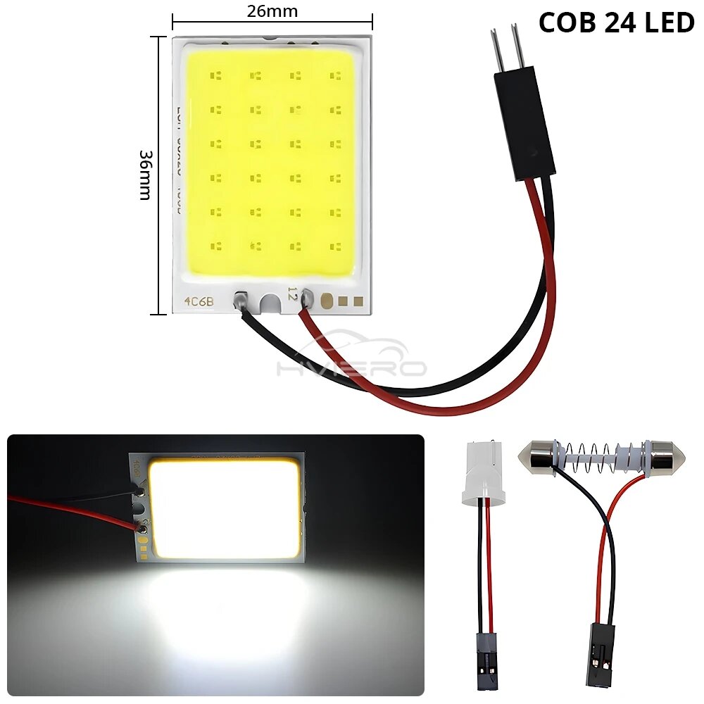 Светодиодная лампа T10 C5W COB 24Led Белая