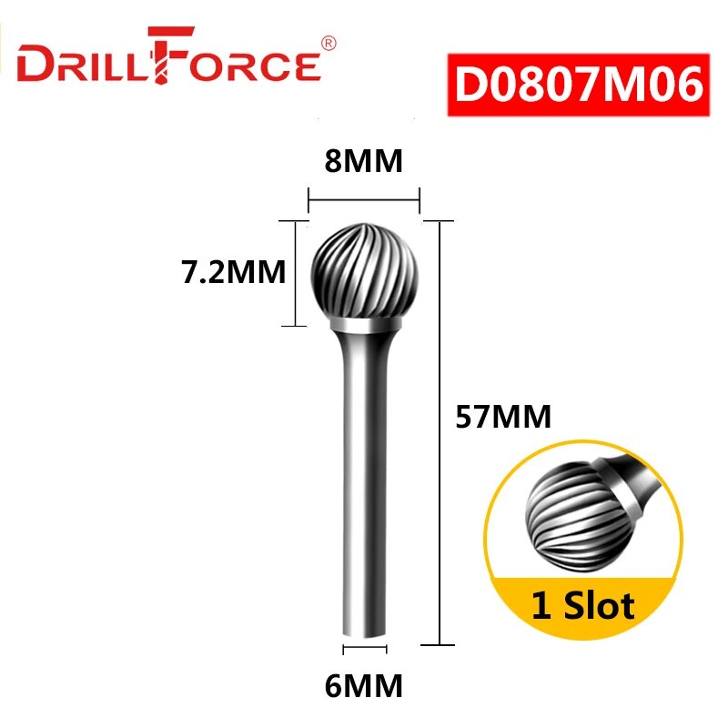DRILLFORCE Ротационный напильник из карбида вольфрама D0807M06