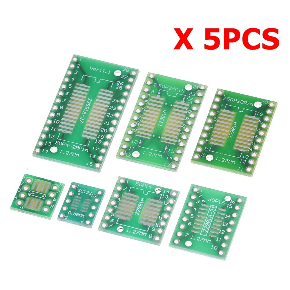 Комплект плат SMD-DIP адаптеров 7шт, 5SET
