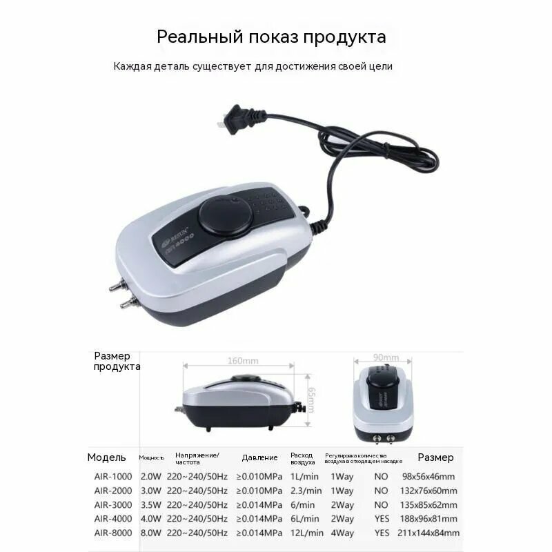Оксигенационный насос Resun AIR-8000, для аквариумов, 8Вт, 12л/мин