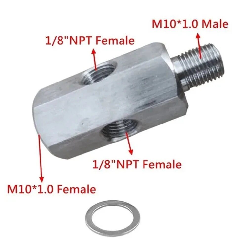 Адаптер датчика давления масла 1/8"NPT, M10, Цвет: B Style