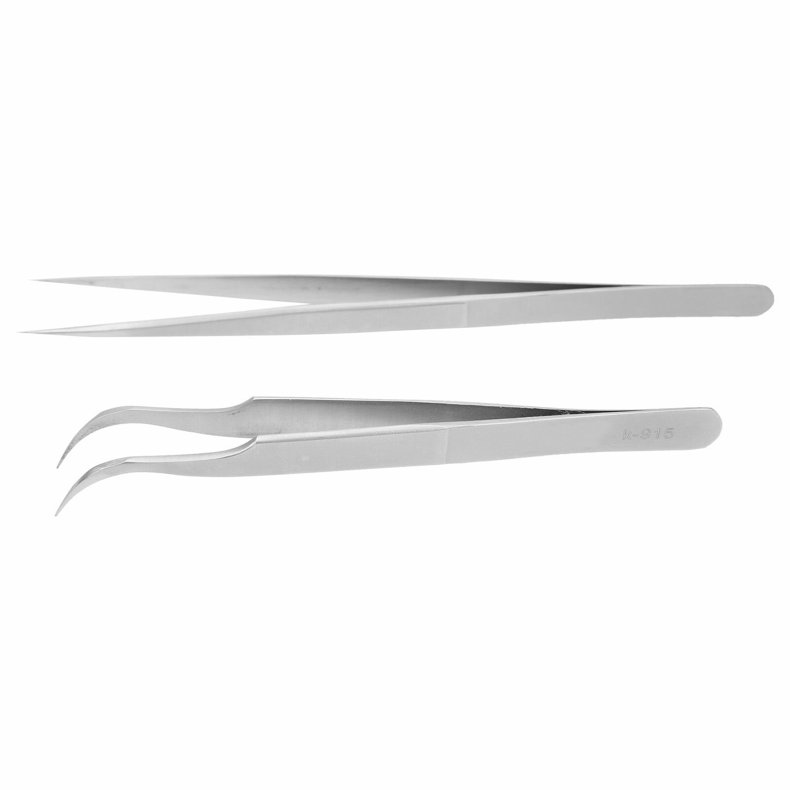 Набор из 2 пинцетов для наращивания ресниц, прямые и изогнутые, антистатичные, матовые, из нержавеющей стали, точные инструменты для косметологии