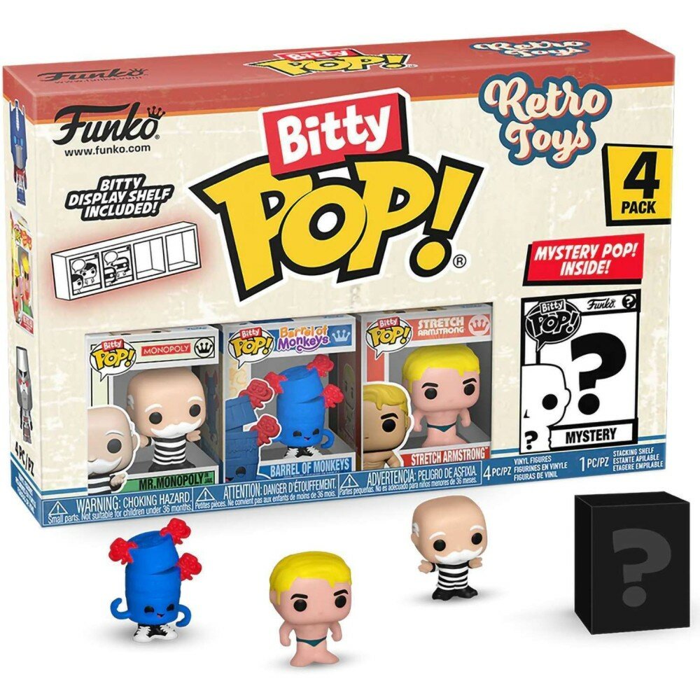 Набор фигурок Funko Bitty POP! Retro Toys Mr Monopoly & Barrel of Monkeys & Stretch Armstrong & Mystery 75449
