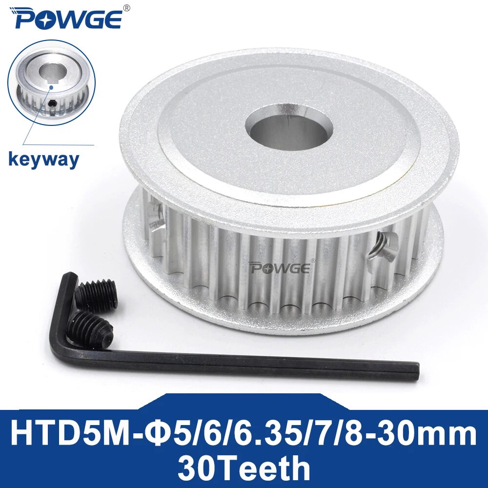 POWGE Шкив ГРМ HTD5M 30 зубов 17mm-keyway 5x2.3mm, For Belt Width 20mm