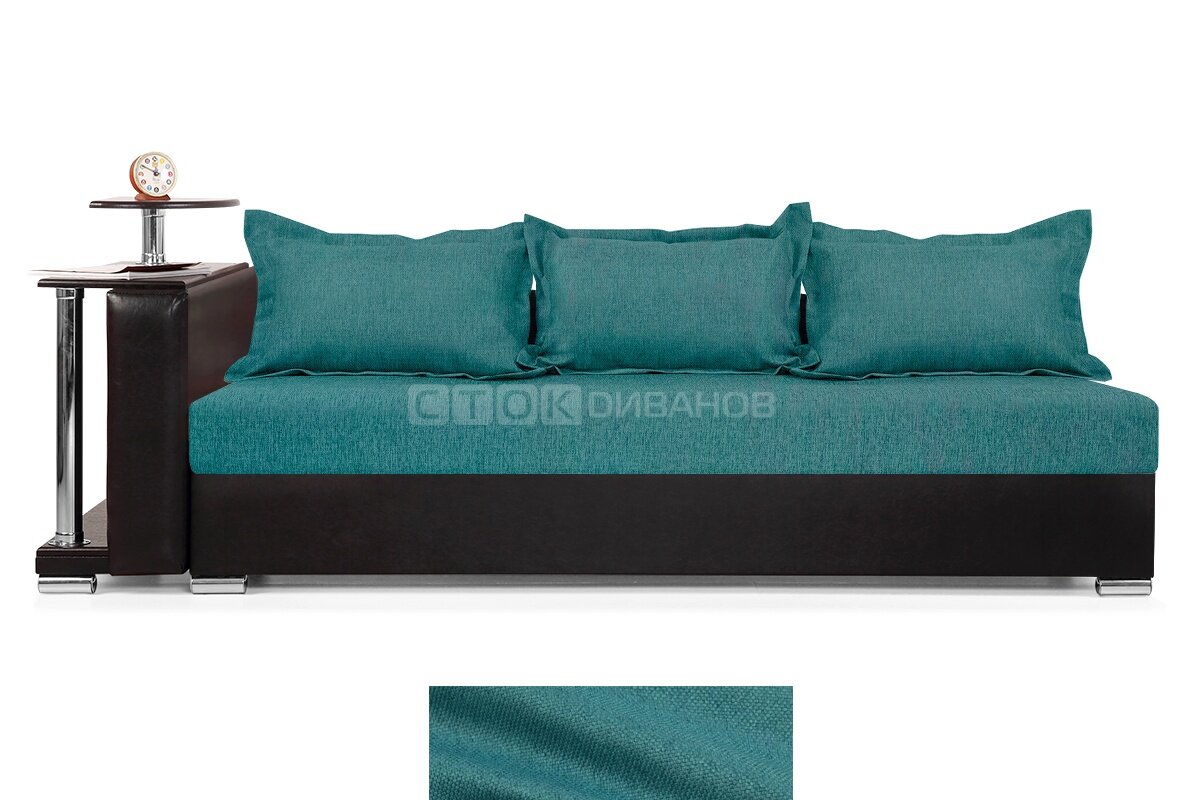 Диван Сток Диванов Аделаида Emerald бирюзовый 230 см, механизм тахта, со встроенным столиком