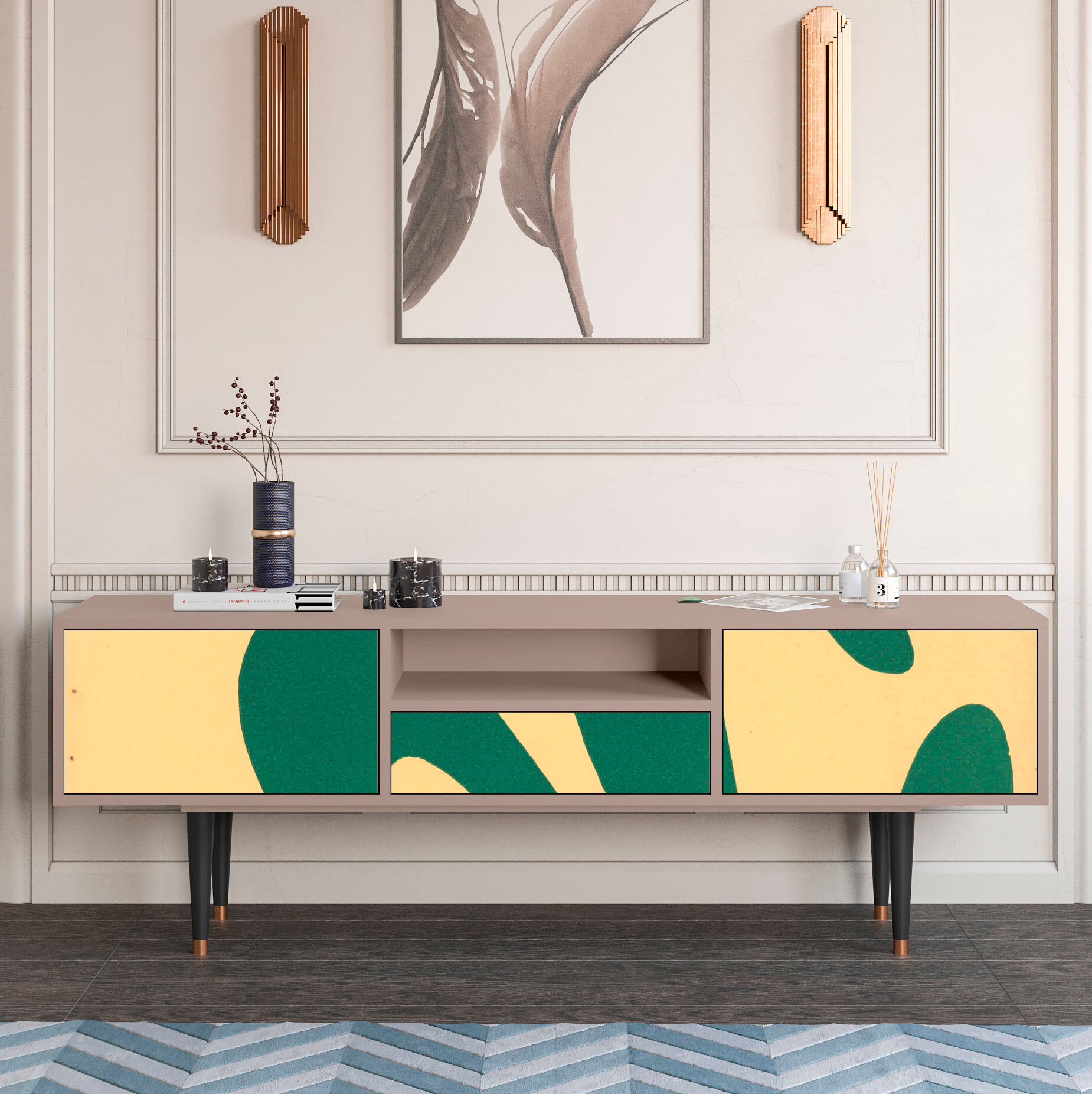 ТВ-Тумба - STORYZ - T6 Constellations by Jean Arp, Размер - 170 x 69 x 41 см, Цвет корпуса - , Бежевый