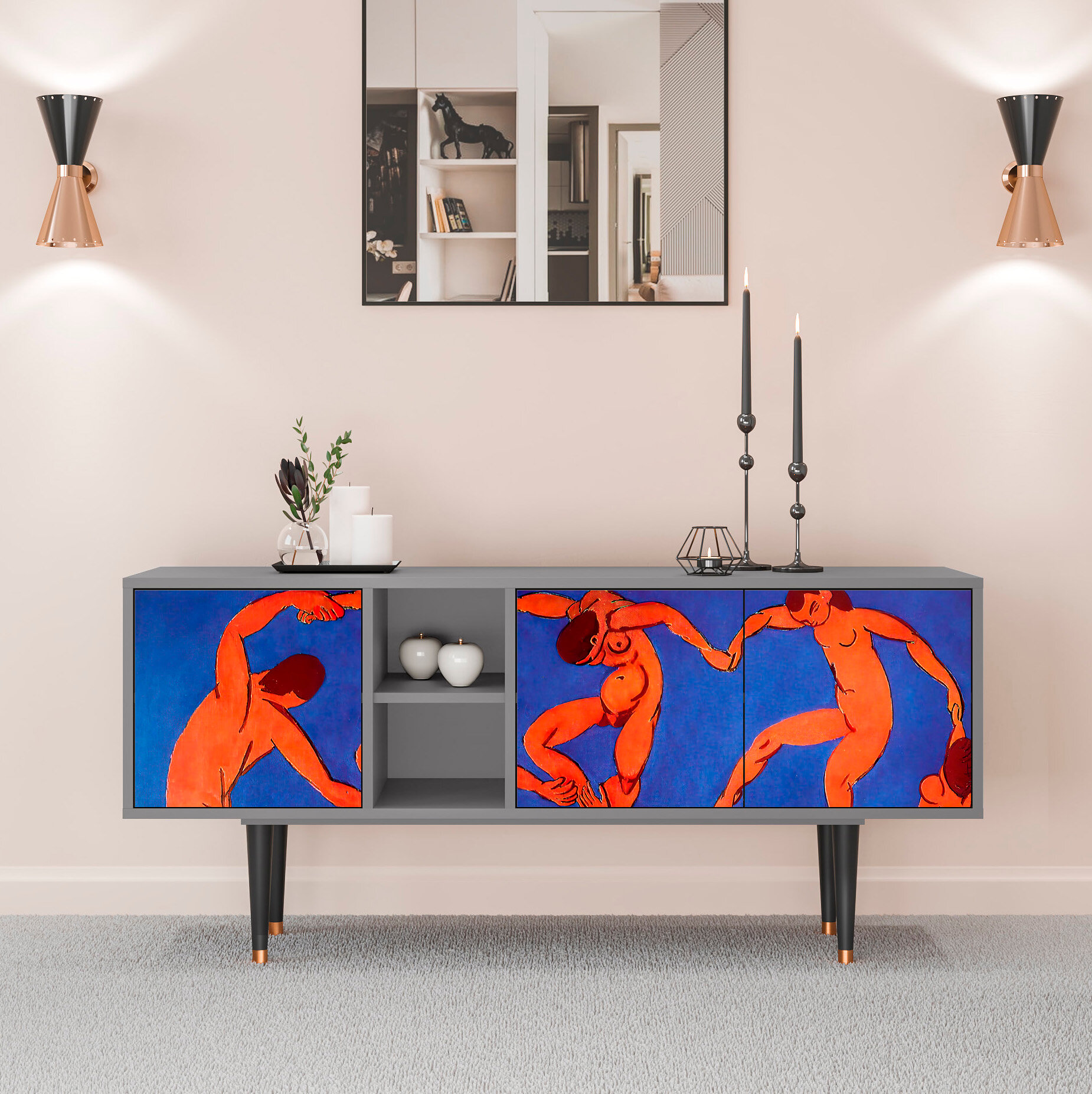 ТВ-Тумба - STORYZ - T5 The Dance by Henri Matisse , Размер - 150 x 69 x 41 см, Цвет корпуса - , Серый