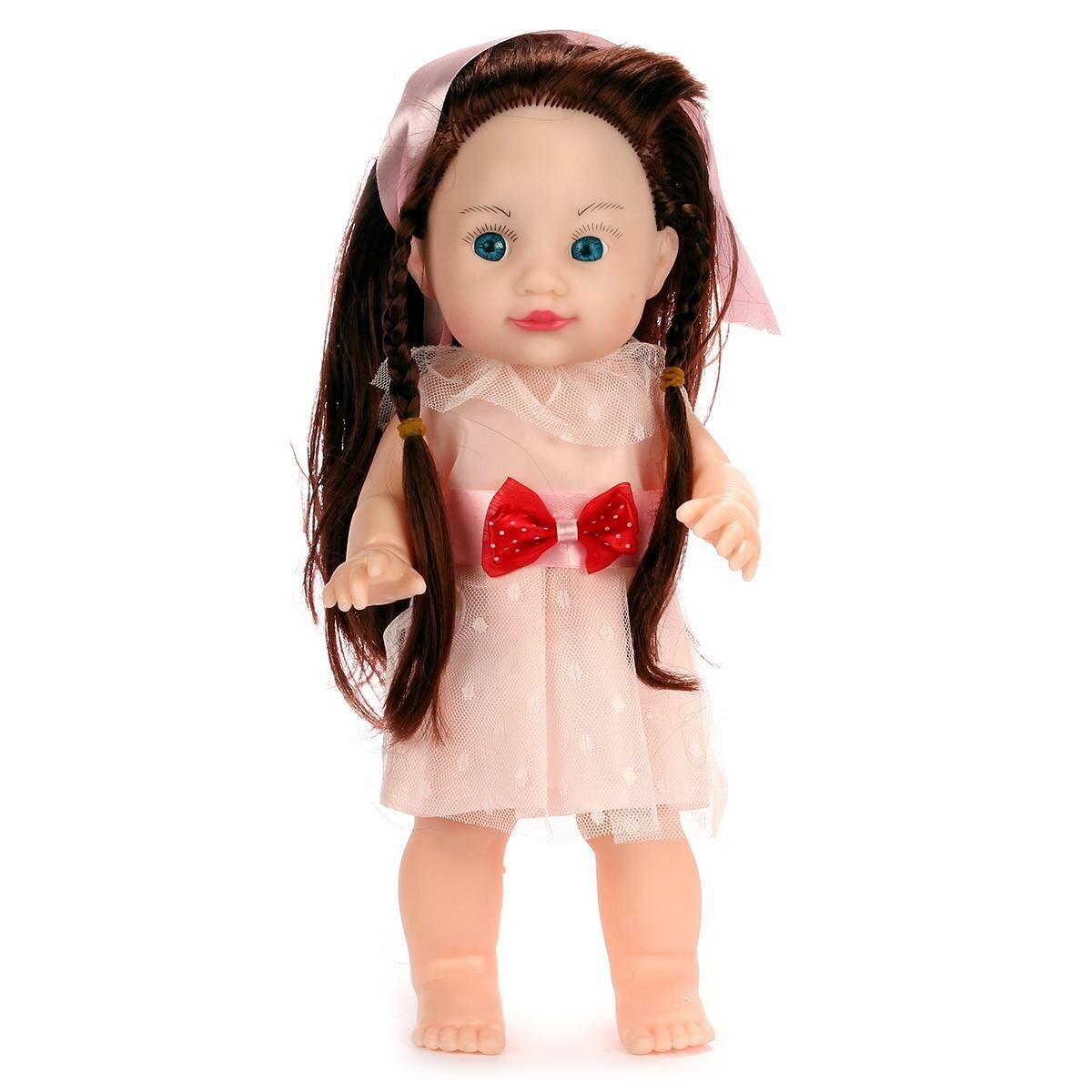 Кукла 38см, TOYMIX, для девочек, пластиковая, с длинными волосами, розовое платье