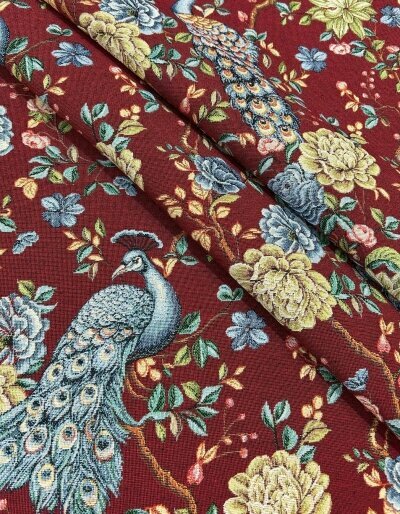 Ткань для штор и мебели, 280*100см Камден цвет 5, цветы, птицы, гобелен