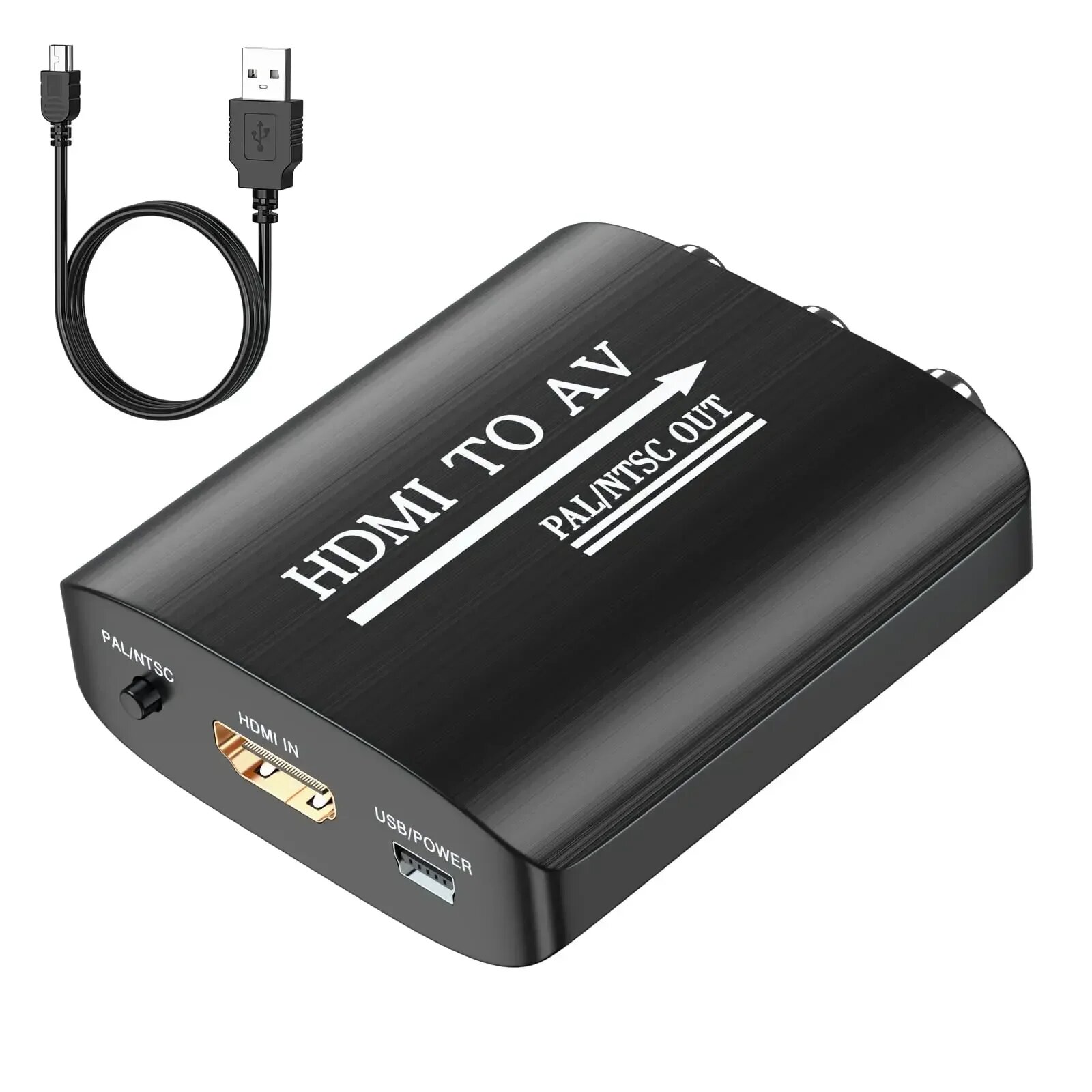 Преобразователь BGGQGG HDMI-RCA, поддерживает PAL/NTSC, подходит для Apple TV/Roku/Fire Stick/Blu -ray/DVD-плеер/старого телевизора/проектора и т. д.