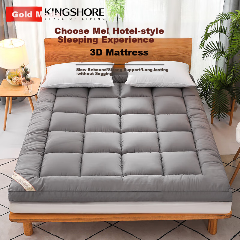 Jinhao Flocked 3D Mattress, Thickened Multi-Functional Bed Pad for Student Dormitory, 90*200 Cm, Dark Gray