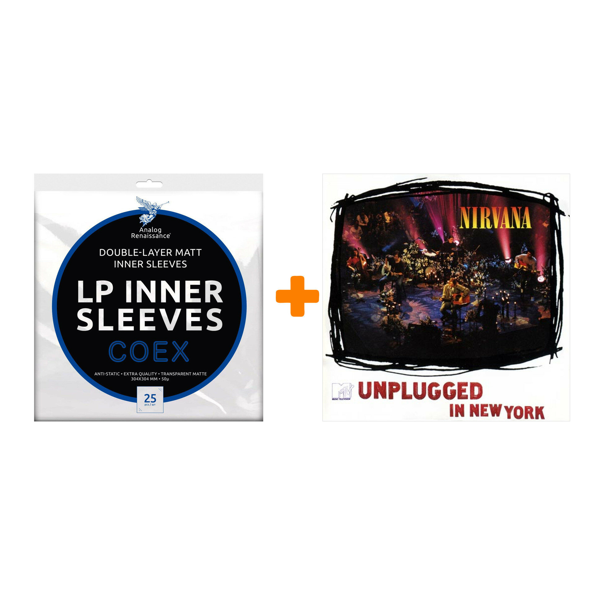 NIRVANA Unplugged In New York LP + Конверты внутренние COEX для грампластинок 12" 25шт Набор