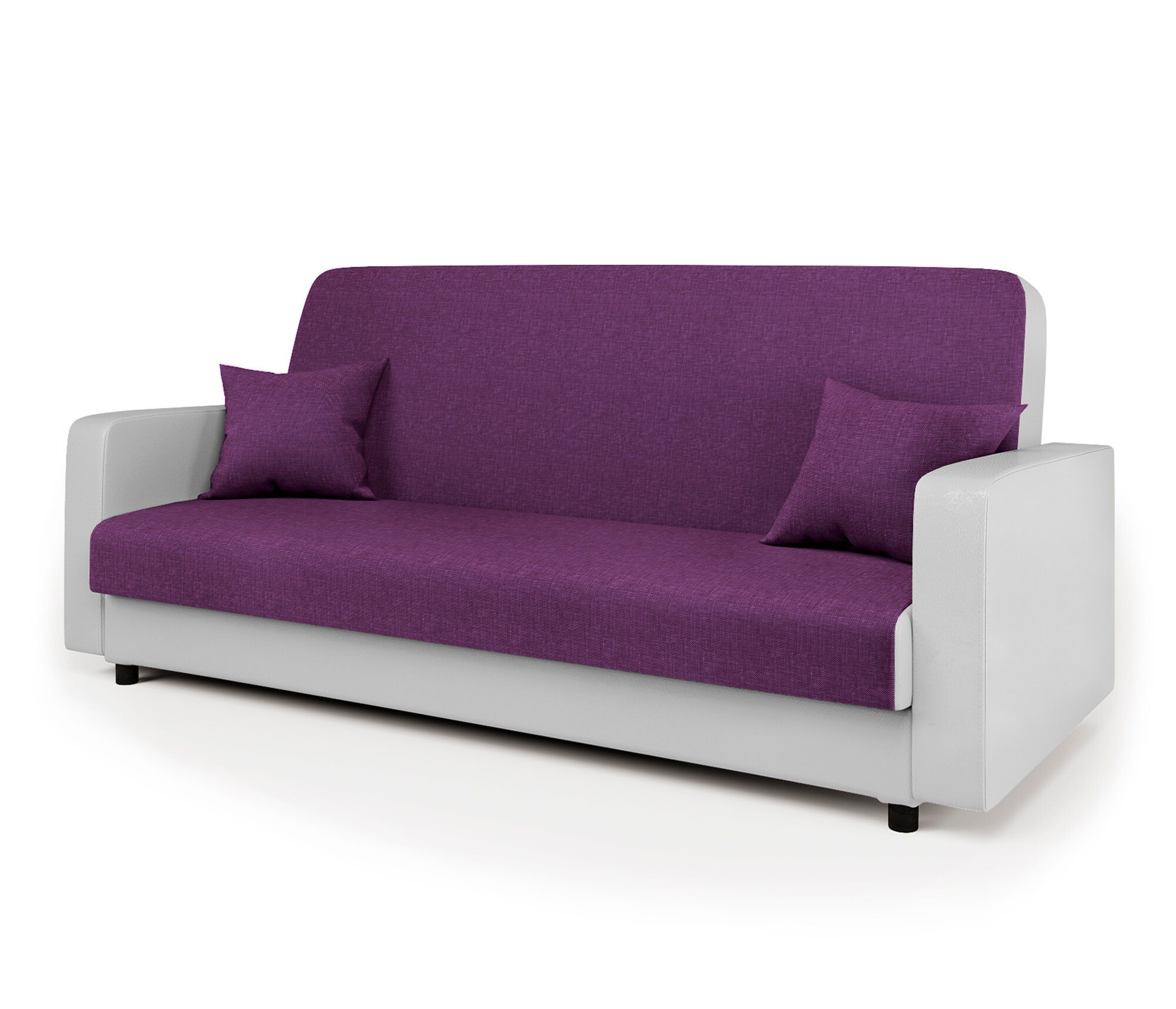 Диван-кровать Шарм-Дизайн Мелодия 140х190 см, диван раскладной, книжка, фиолетовая рогожка и белая экокожа