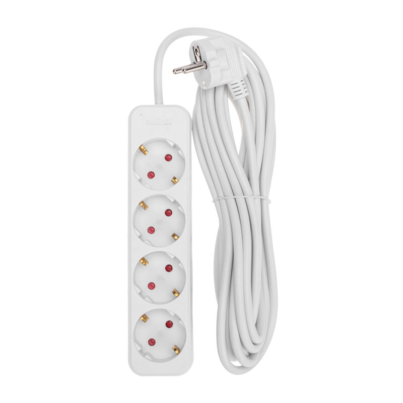 Удлинитель бытовой с заземлением STANDARD 4 гнезда, 5м, 3х1,0мм² белый REXANT