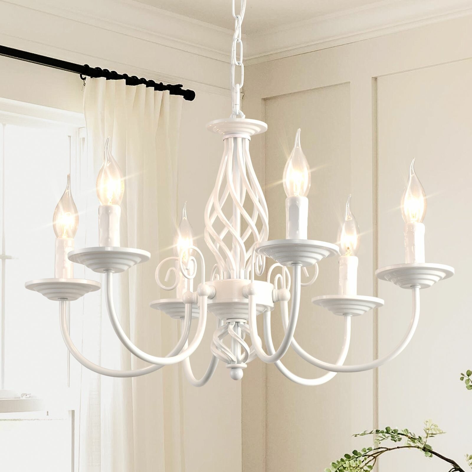 Люстра потолочная, Винтажная канделябровая люстра, Подвесной светильник фермерского дома с 6 лампами для кухонного острова, столовой