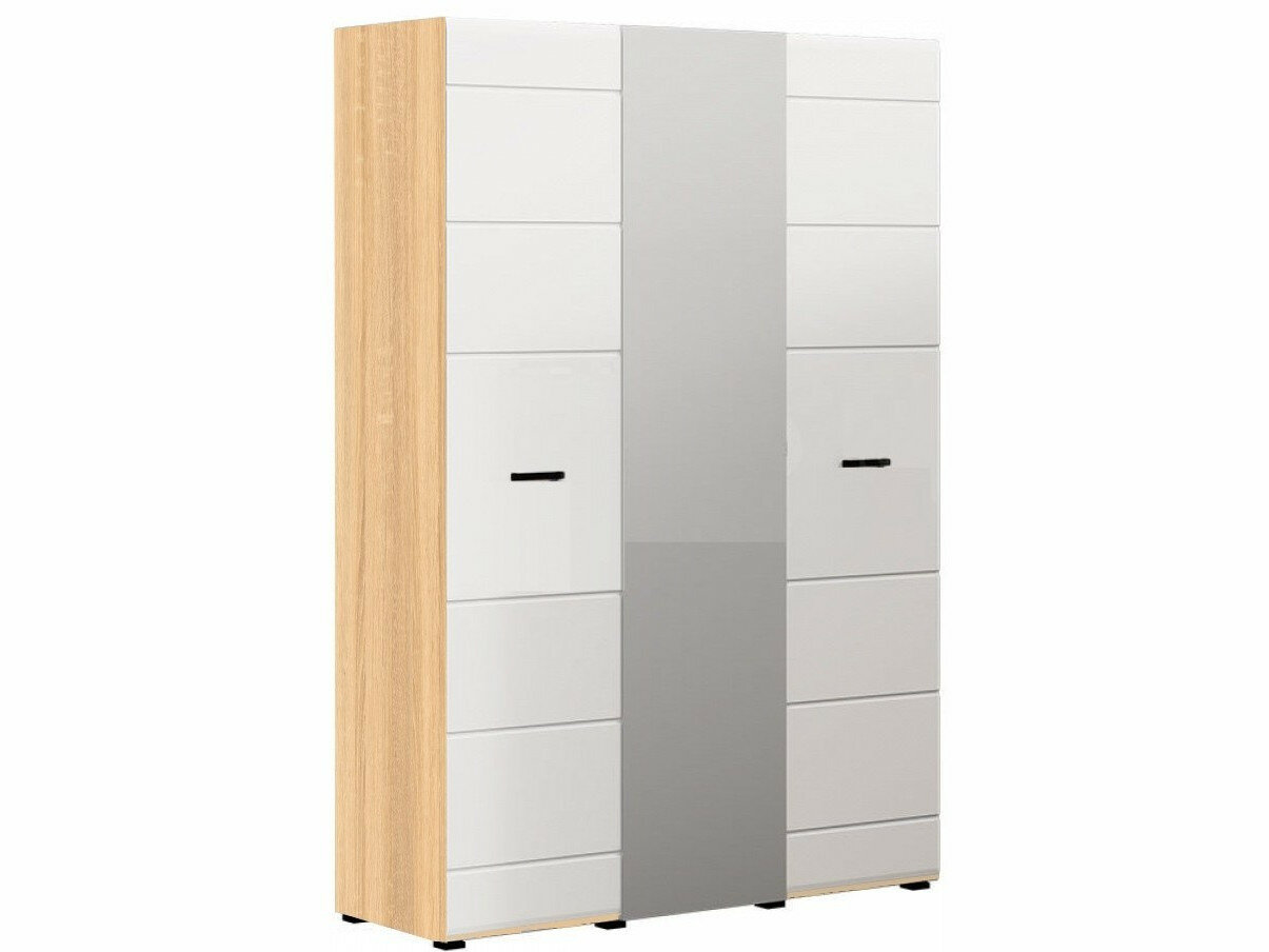 Нэнси New МДФ Шкаф 3-дверный (Дуб Сонома, Белый глянец)