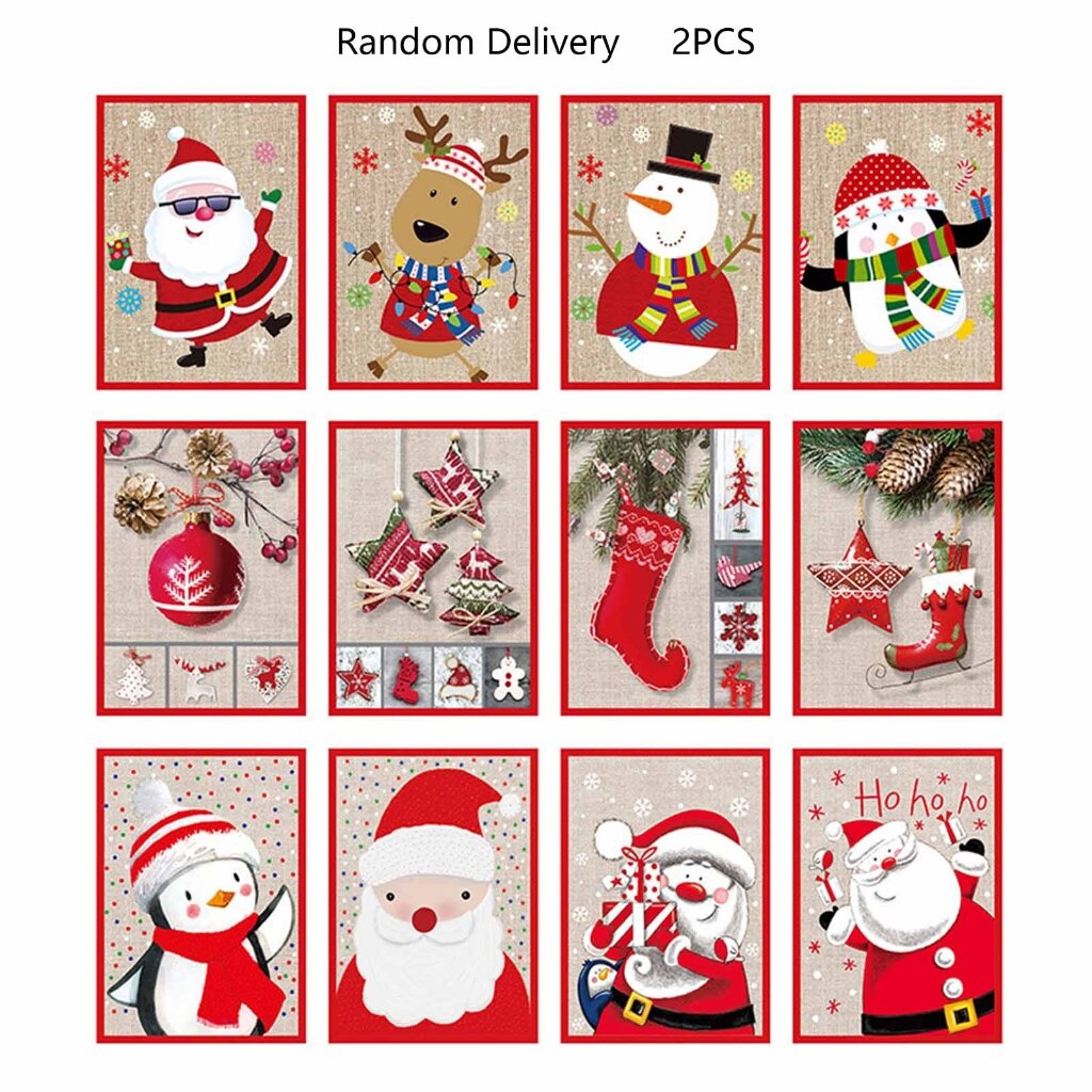 Поздравительная Открытка с Рождеством Христовым с Музыкой 2 шт./компл. Санта Снеговик Лось Открытка для Рождественского фестиваля Приглашение на Вечеринку Благословение