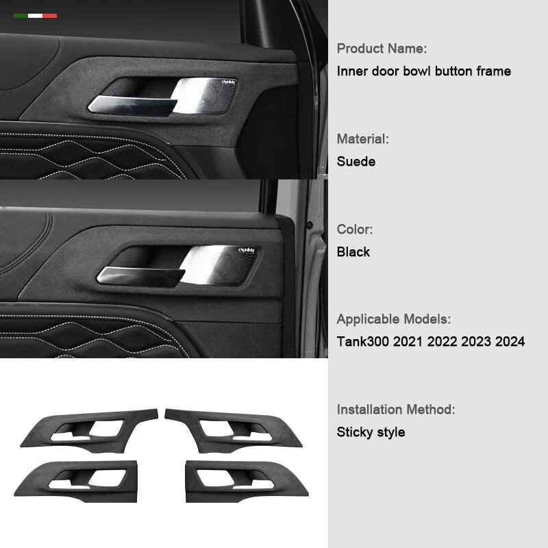 Замшевая внутренняя панель автомобиля, украшение для Great Wall WEY Tank 300 2021 Inner Door Bowl