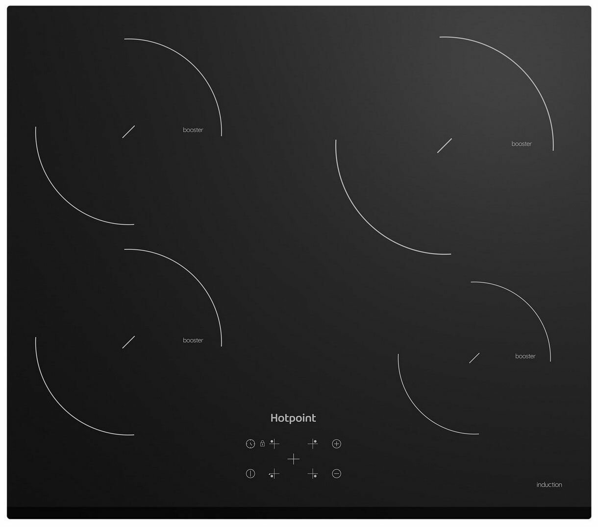 Варочная панель Hotpoint HQ 1460S BF черный, 4 конфорки индукционные, бустер, таймер
