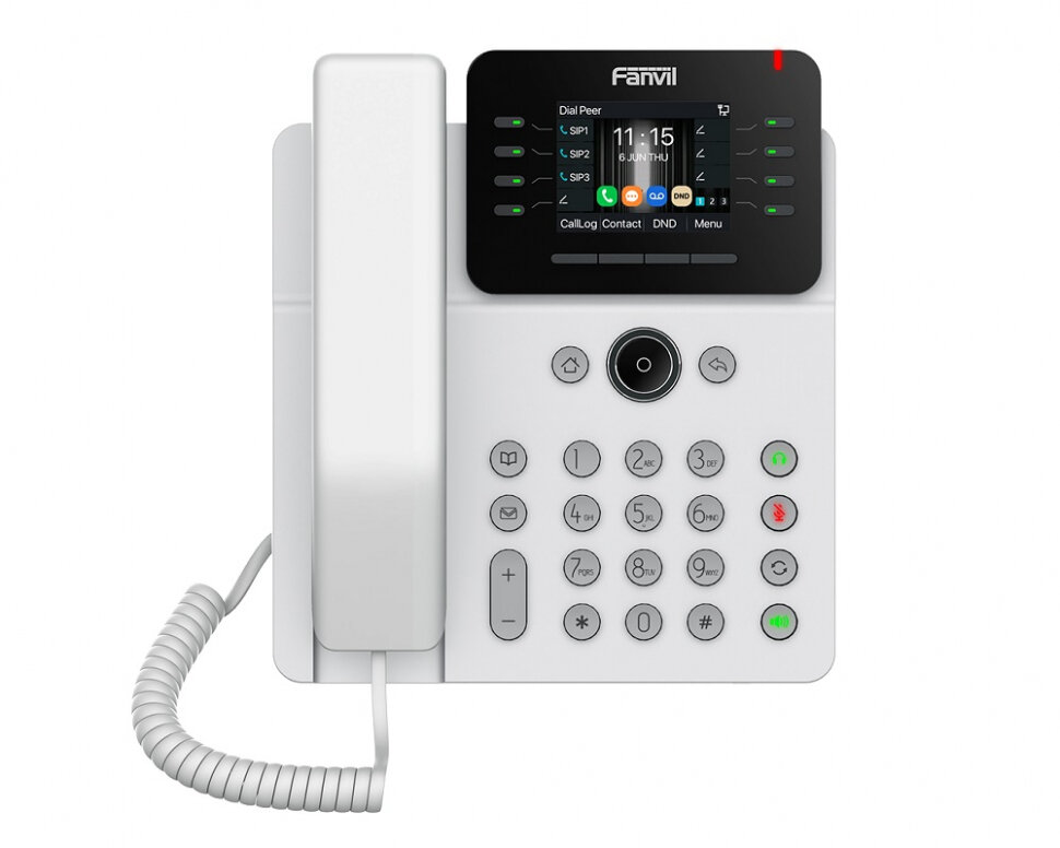 SIP телефон Fanvil V62G, 12 SIP-линий, 2.8" цветной экран, Gigabit Ethernet, PoE, блок питания, Белый