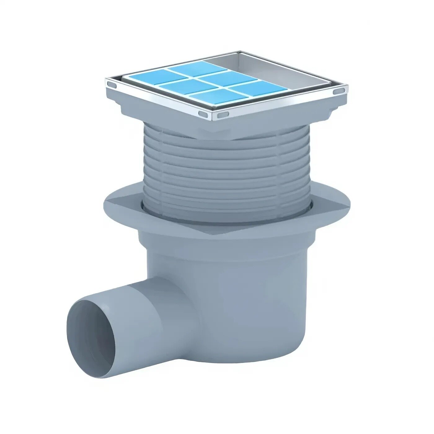 Трап регулируемый Дн 50 с нержавеющей решёткой 100х100мм горизонтальный выпуск АНИ Пласт TA5802