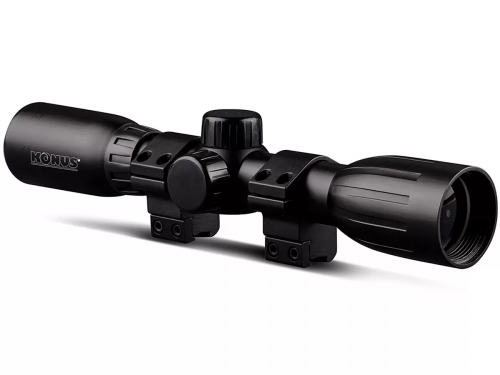 Прицел Konus fire 4x32, 25,4мм, 30-30 нить, без подсветки, 1/4 MOA, кольца на призму 11мм, пластиковый корпус, 320г