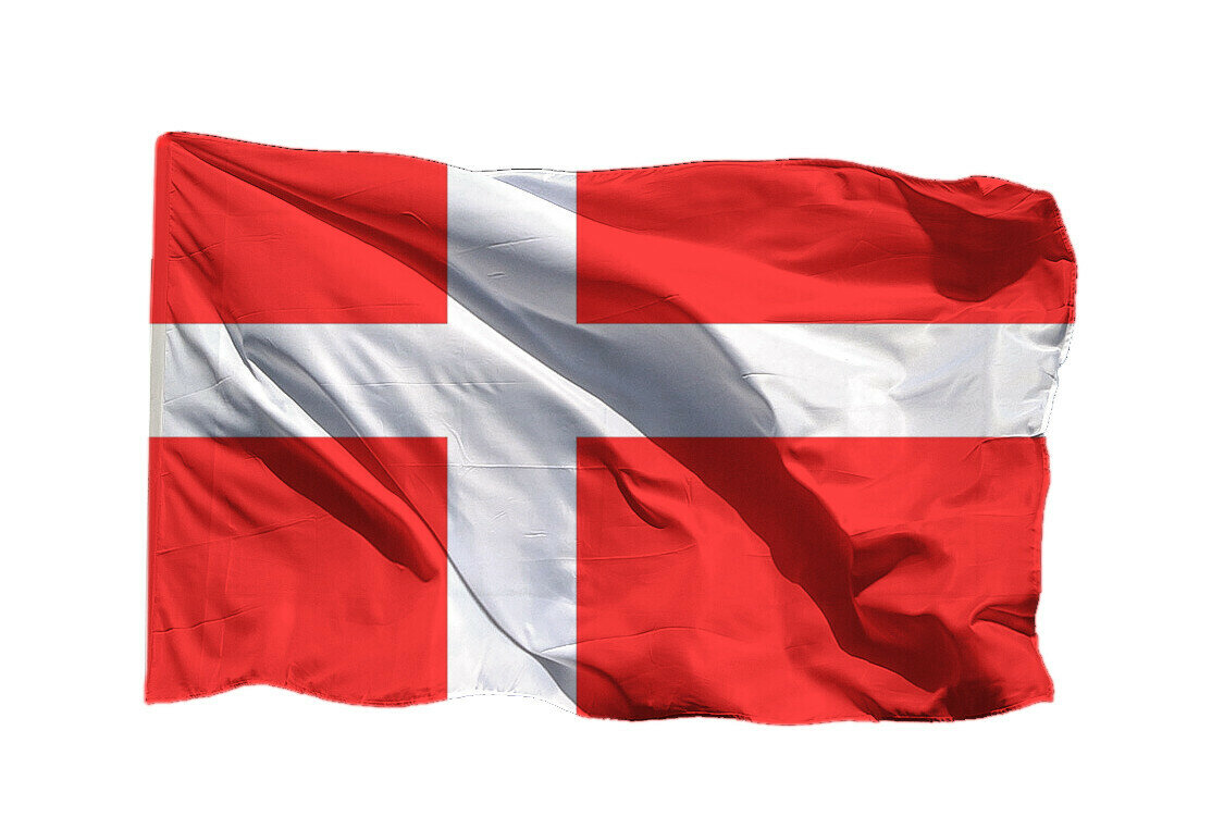Флаг Дании на шёлке, 70х105 см для ручного древка