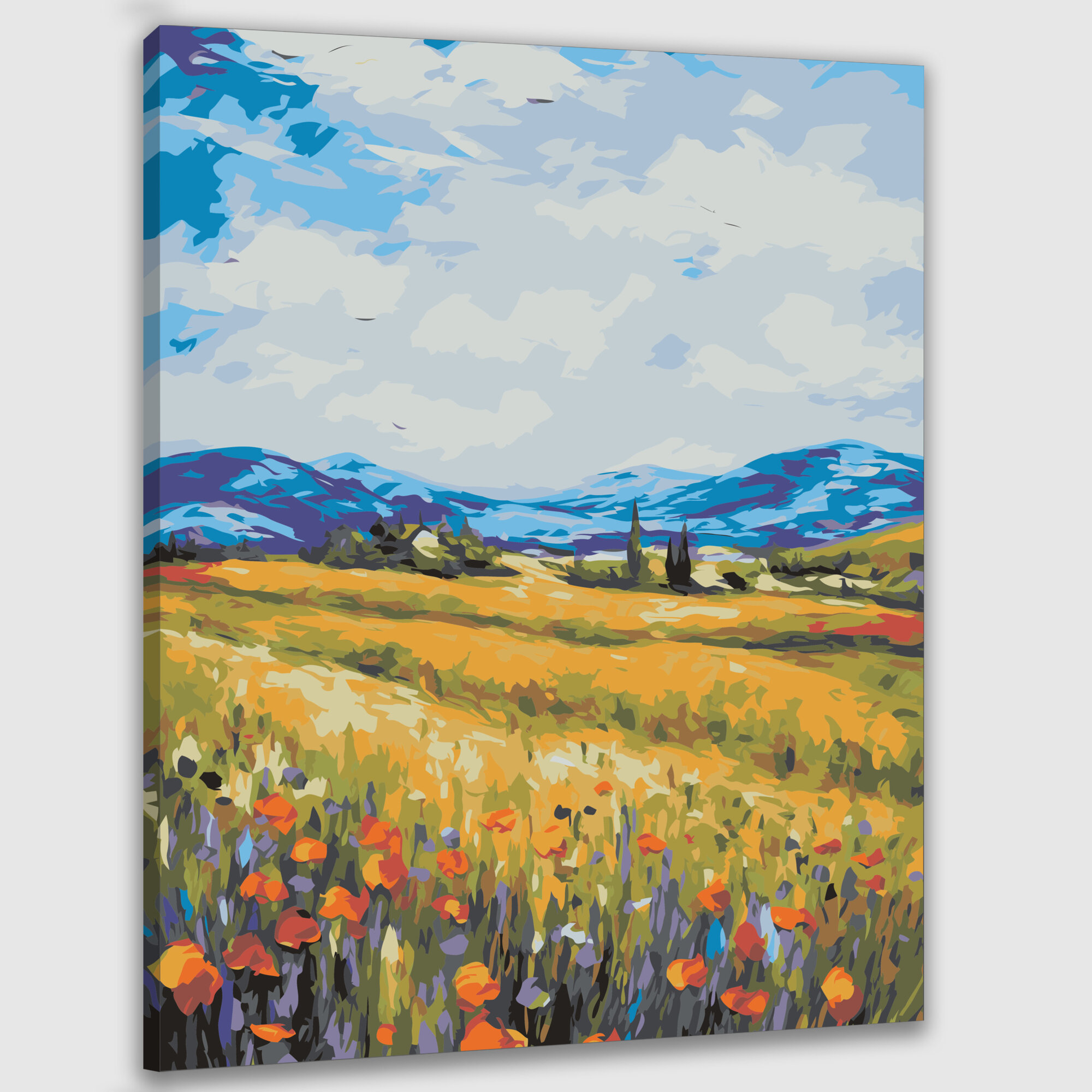 Картина по номерам 40x50 см, картина маслом, Винсент Ван Гог, сельская местность, пологие холмы, яркие цвета