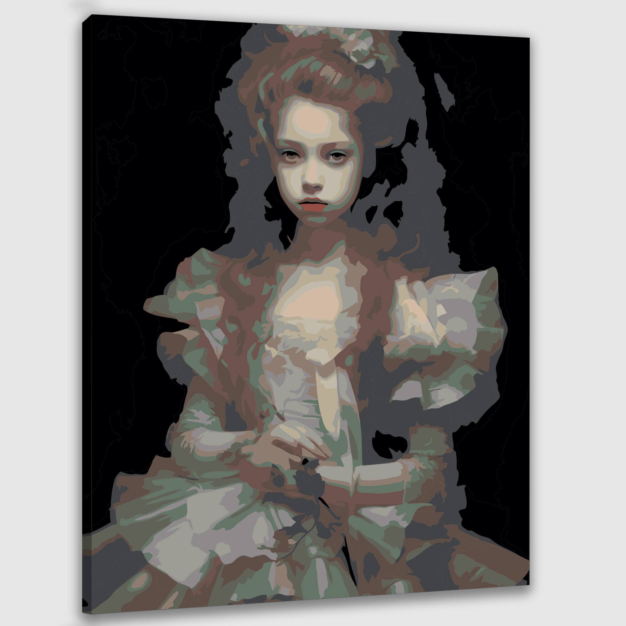 Картина по номерам 40x50 см, картина, масло, фарфоровая кукла, таинственность, черты лица, платье, старый свет, цвета