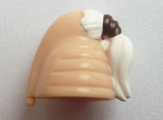 Minifigure, Headgear Head Top, SW Ceran Skull Top with White Ponytail Hair Ki-Adi-Mundi Pattern, 92753pb01 Light Nougat N