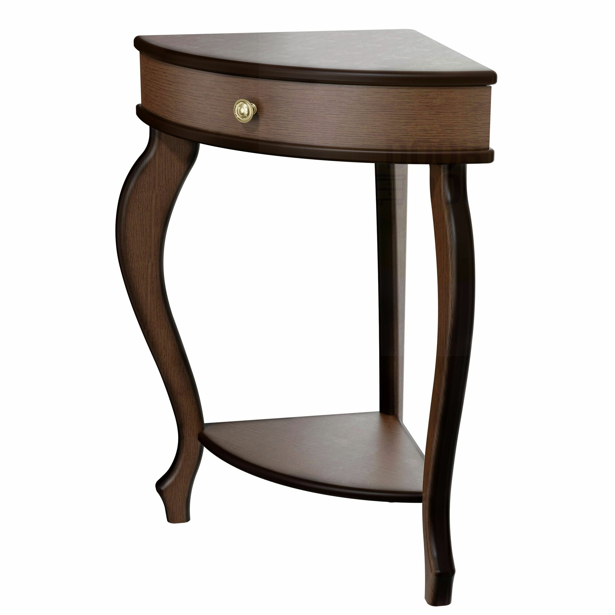 Консоль угловая Элегант, МДФ, орех, 45x73x45 см, 1 ящик, 1 полка.