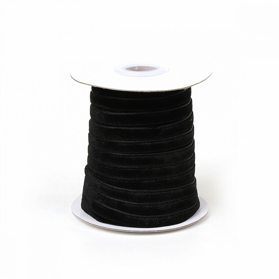 Лента бархатная TBY6VR03 нейлон шир.06мм цв. черный уп.22,86м (+-1м)